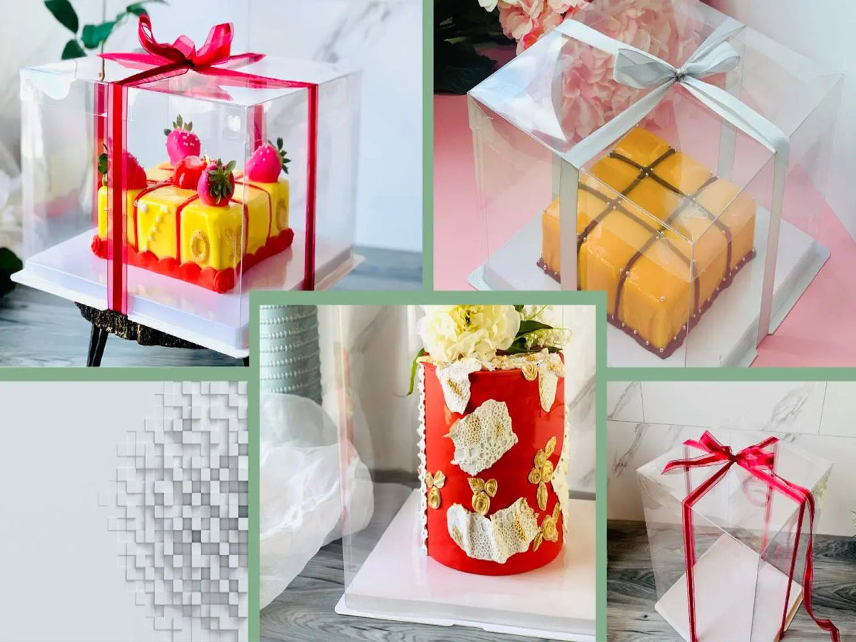 Clear Square Cake Boxes with Lids - Tall Square Cake Display Boxes ...